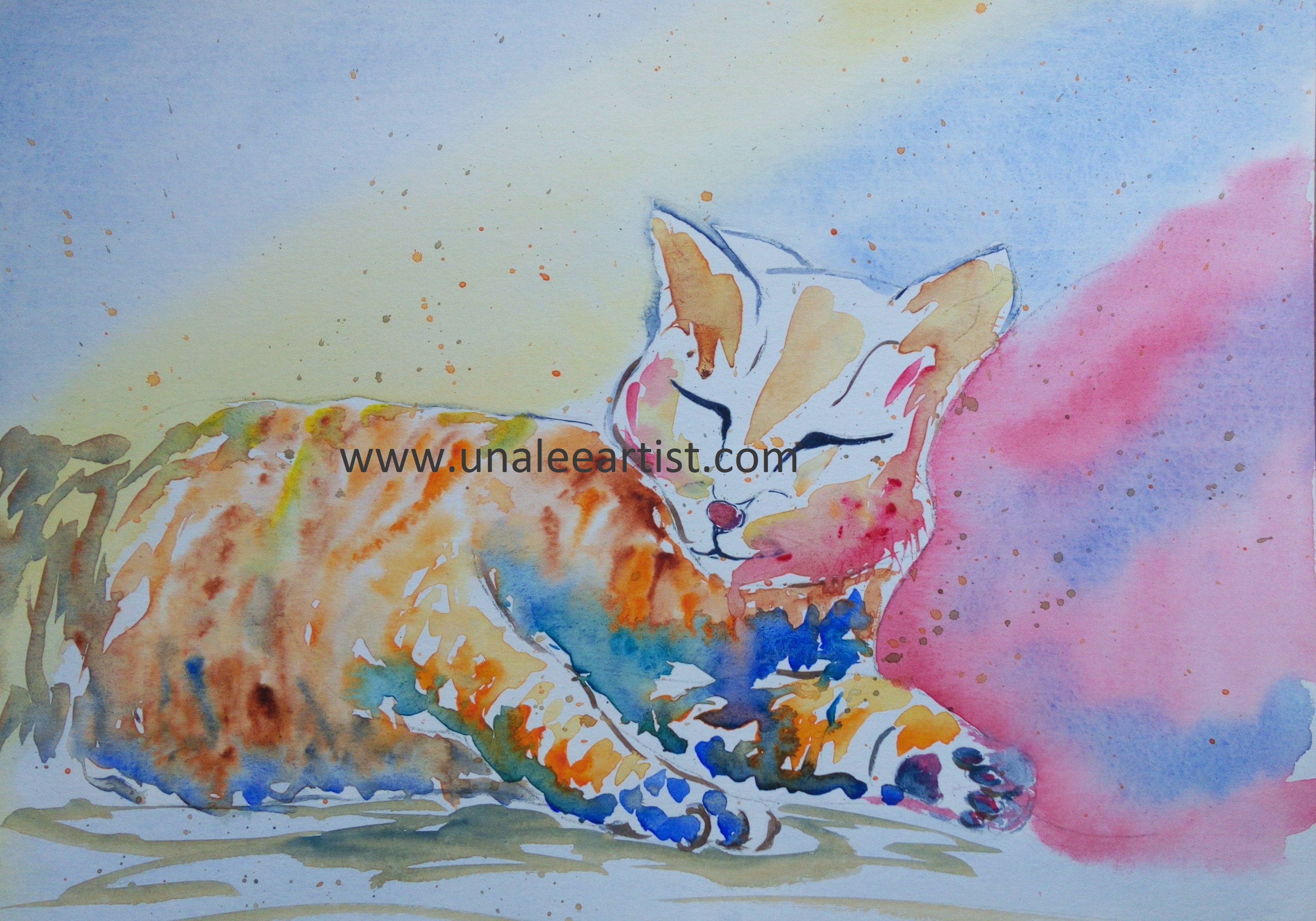 Contended cat watermark – Una Lee Artist